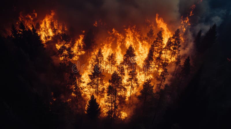 Incredible Photo of the Forest after a Big Forest Fire. Black Burnt ...