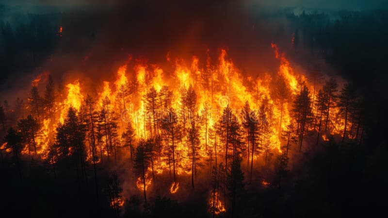 Incredible Photo of the Forest after a Big Forest Fire. Black Burnt ...