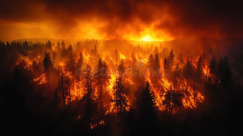 Incredible Photo of the Forest after a Big Forest Fire. Black Burnt ...