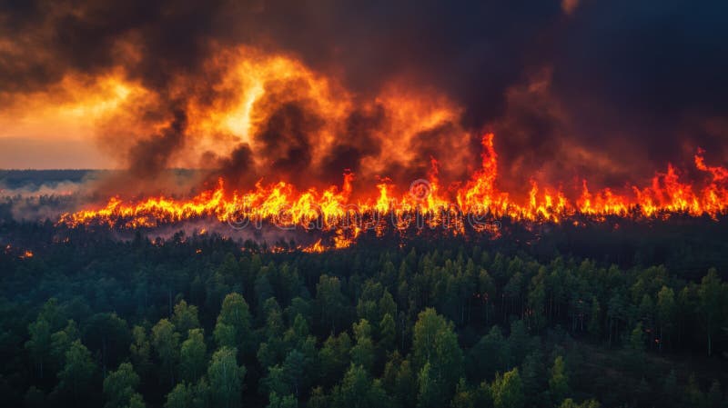 Incredible Photo of the Forest after a Big Forest Fire. Black Burnt ...