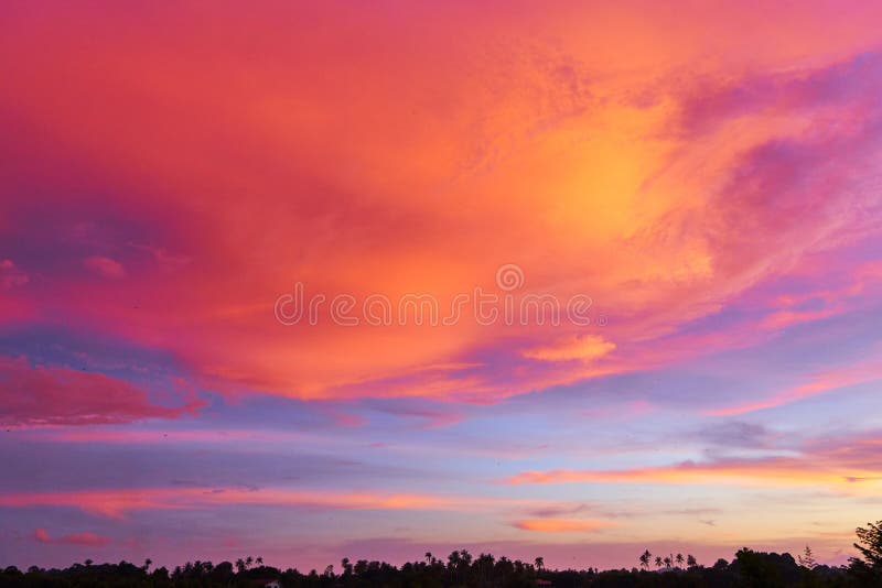 Incredible Red Sunset Clouds Against the Blue Sky Stock Image - Image ...