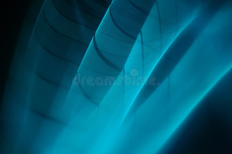 Incredible Reflected Blue Neon Light Layers on Black Background. Stock ...