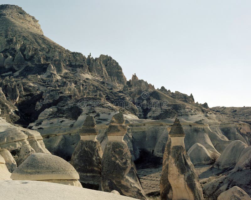 Incredible Rock Formations and Landscape in Cappadocia, Turkey Stock ...
