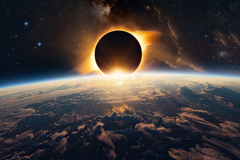 Incredible Solar Eclipse Over the Planet Earth Stock Photo - Image of ...