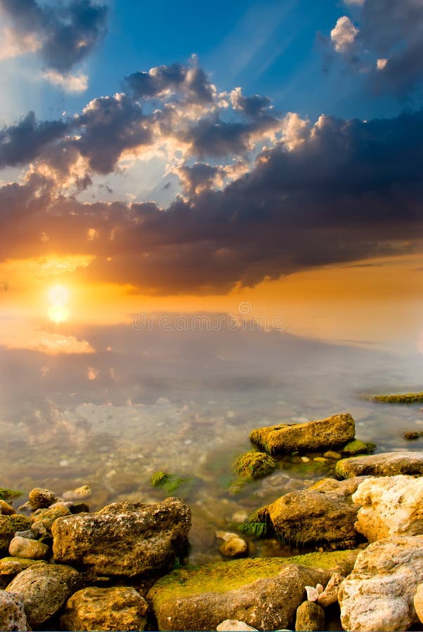 Incredible sunset stock photo. Image of orange, shore - 21091410