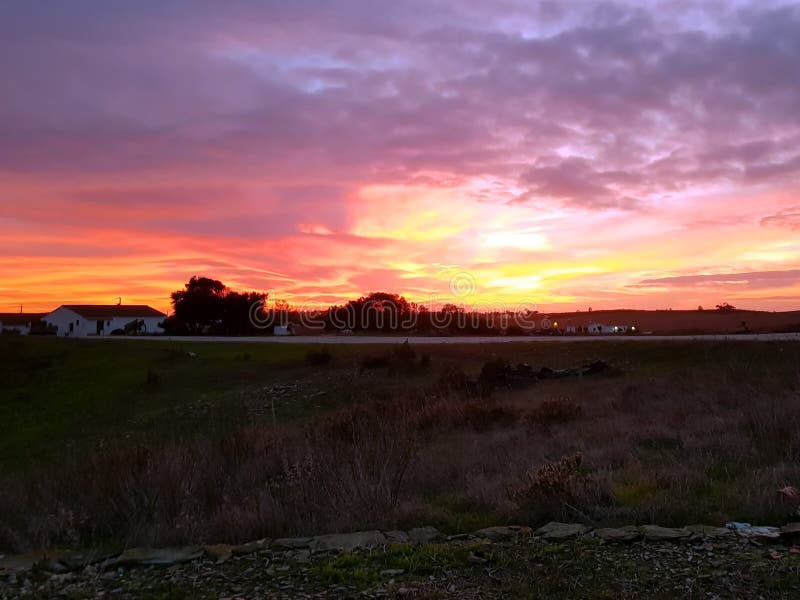 Sunset in countryside stock image. Image of cloudscape - 32462537