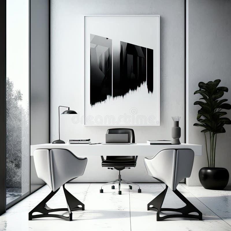 A Beautiful Modern Office in White Color, with Modern Chairs ...