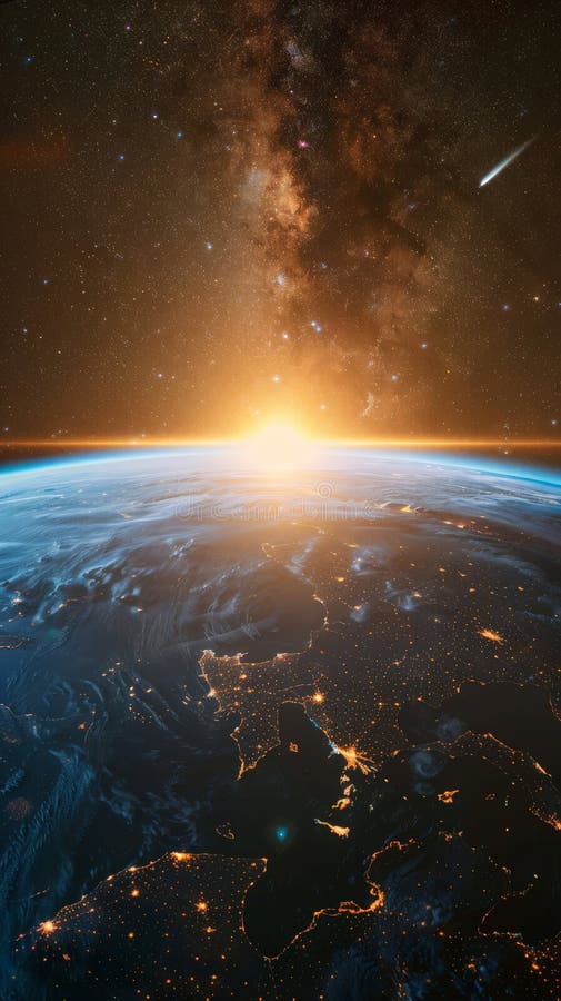 Incredible View of Earth from Space with the Sun Rising Over the ...