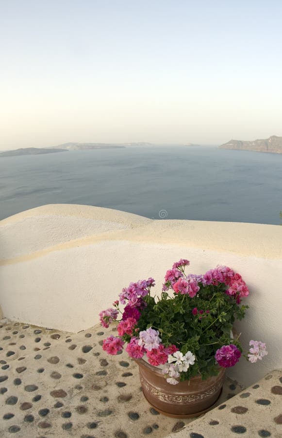 Incredible Santorini Greek Islands Stock Image - Image of flowers ...