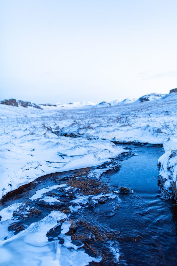 Incredible Winter Landscape of Iceland. in Winter, a Source of Hot ...