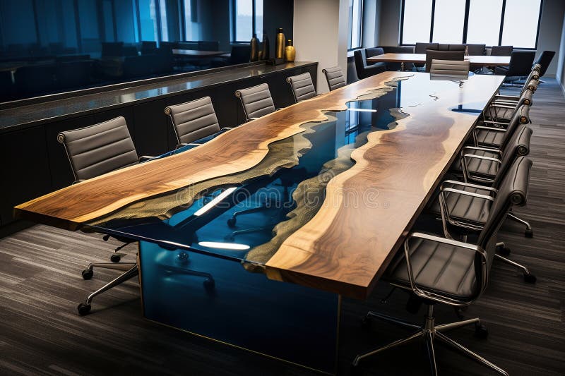Incredible Wood and Epoxy River Table. Generative AI Stock Illustration ...