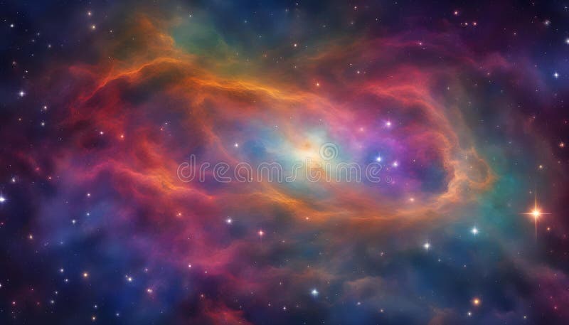 Nebula Night Starry Sky in Rainbow Colors. Multicolor Outer Space Stock ...