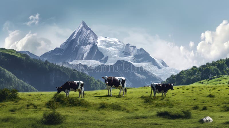 Incredibly Beautiful Pastures Plains and Mountains Stock Illustration ...