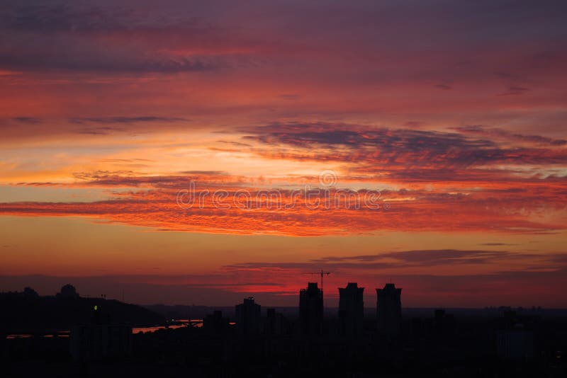 Incredibly Beautiful Red Sunset in the City Stock Photo - Image of ...