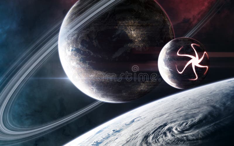 Incredibly Beautiful Space Landscape. Inhabited Deep Space Planet with ...