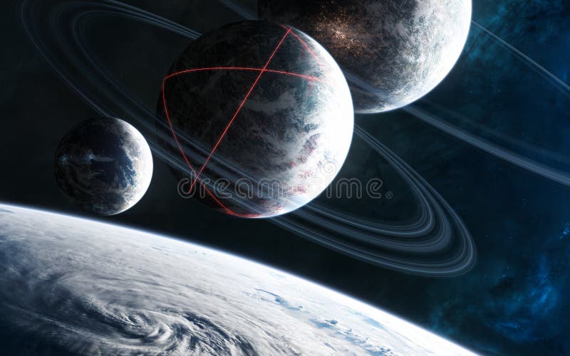 Incredibly Beautiful Space Landscape. Inhabited Deep Space Planet with ...