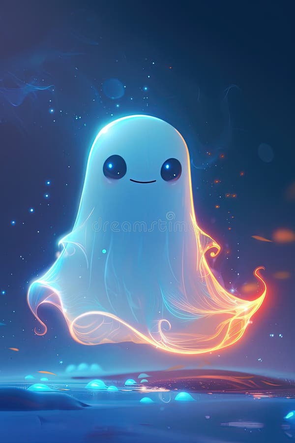 Incredibly Cute Glowing Ghost Easily Floats Above the Water Stock ...