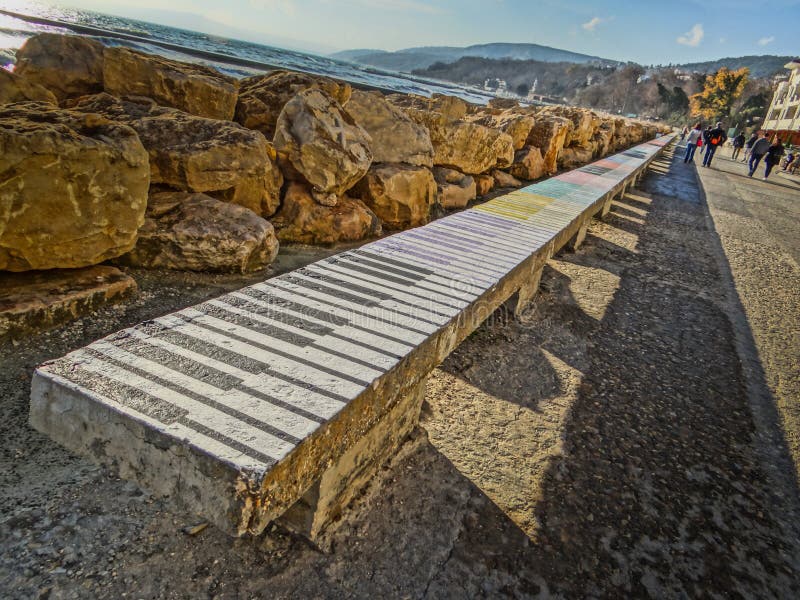A Piano Locking Stone Railing Near the Sea Coast. Stock Photo - Image ...