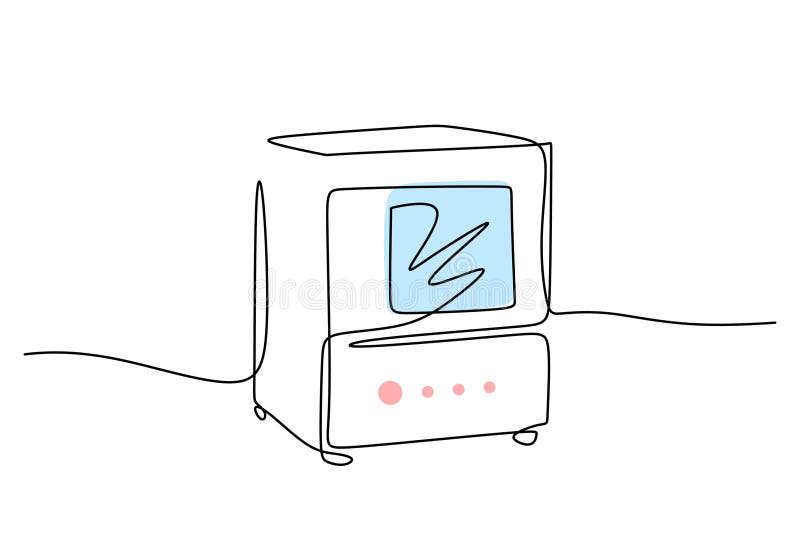 Incubator - Laboratory Equipment and Tools Object, One Line Drawing ...
