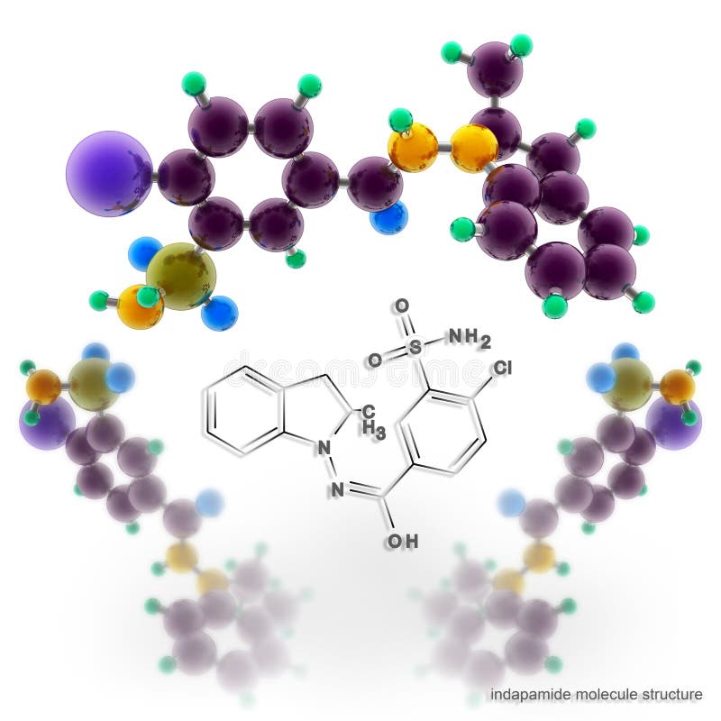 Indapamide Molecule Structure Stock Illustration - Illustration of ...