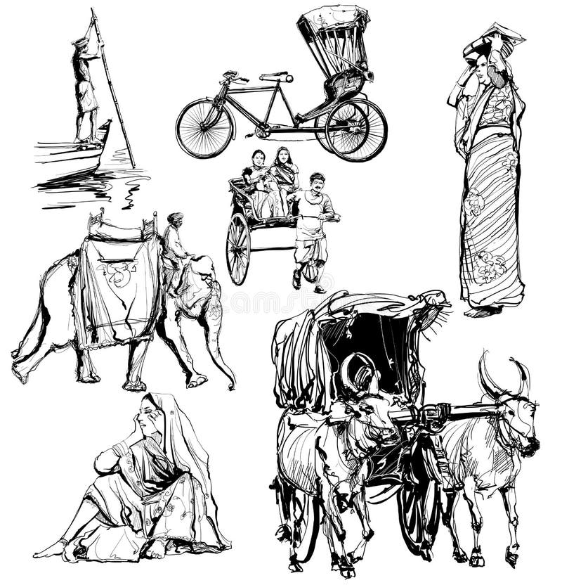 Inde, collection de dessin illustration de vecteur. Illustration du ...
