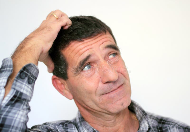 Indecisive Man Who Scratches His Head Stock Image - Image of eyes ...