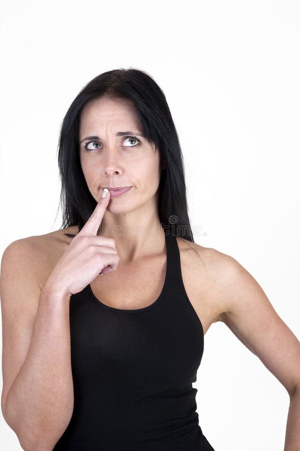 Indecisive woman stock photo. Image of portrait, question - 17667062