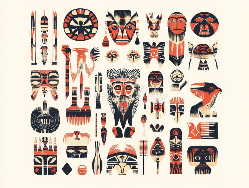 Indeginous Peoples Heritage Graphics Template Stock Illustration ...