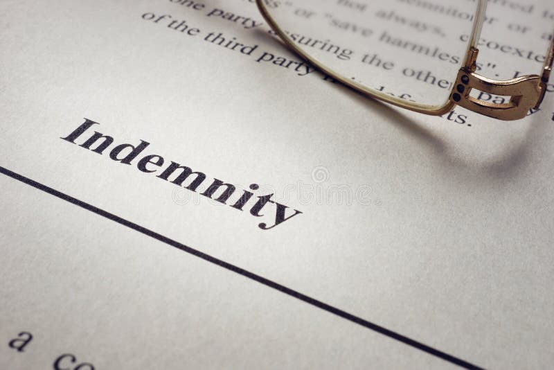 Indemnity Word on the Old Sheet and Glasses. Stock Image - Image of ...