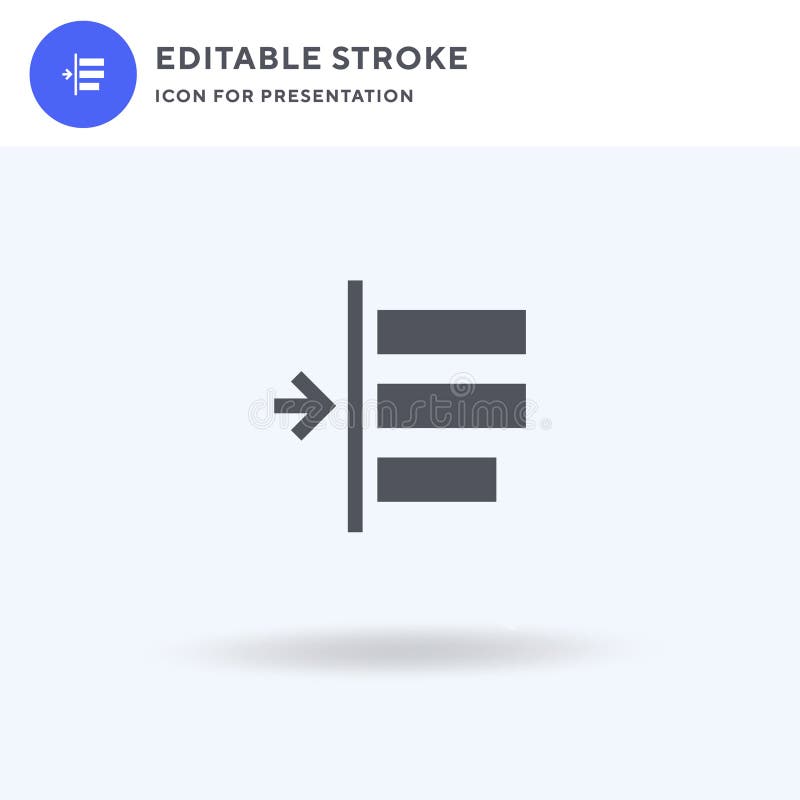 Indent icon vector, filled stock illustration. Illustration of graphic ...