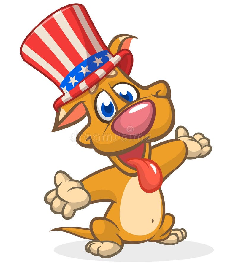 Happy Cartoon Dog Wearing Uncle Sam Hat. Independence Day Illustration ...