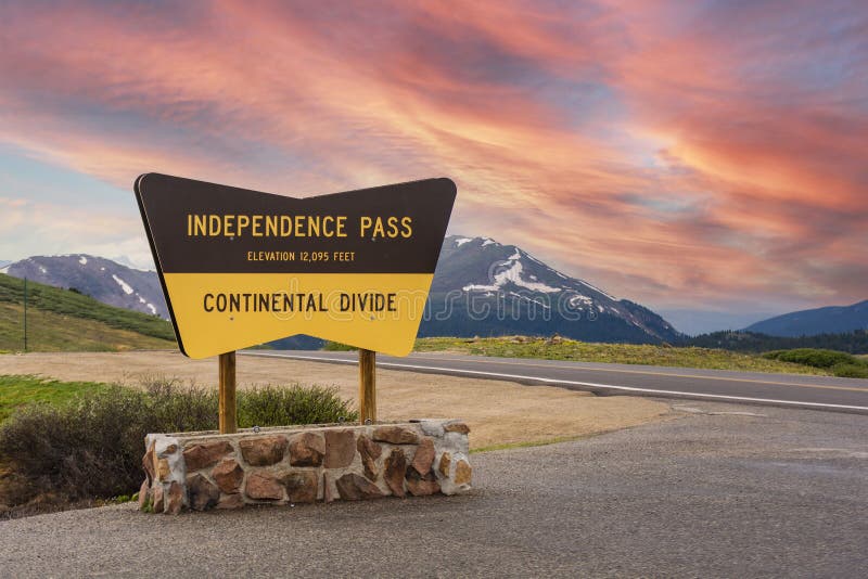 Independence Pass Continental Divide Sign in Colorado Stock Image ...