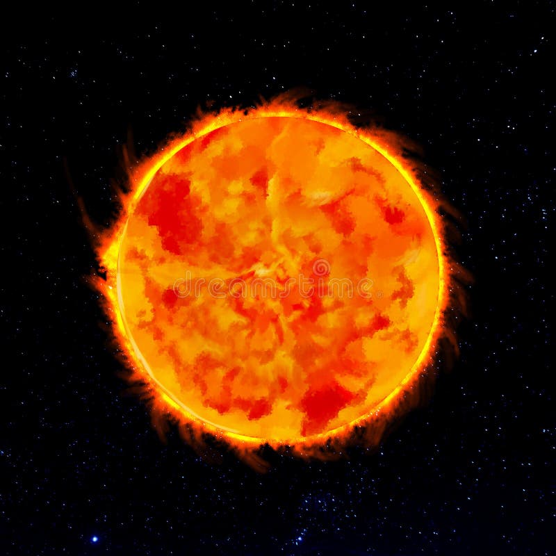 Bright Sun Against Dark Starry Sky in Solar System Stock Image - Image ...