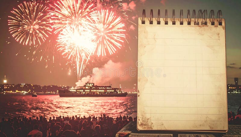 Independence Day Celebrations with Fireworks and Sticky Notes on the ...