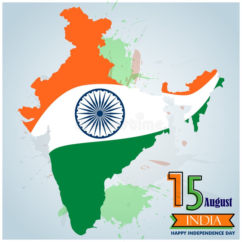 Independence Day of India Map with Flag Colour Stock Vector ...