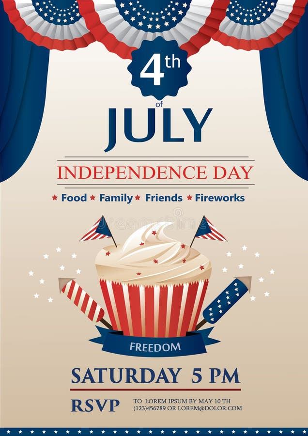 Independence Day Invitation. Vector Illustration Decorative Design ...