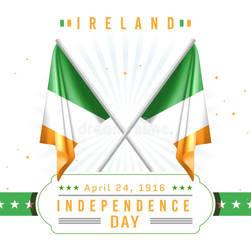 Independence Day of Ireland with Flag Stock Illustration - Illustration ...