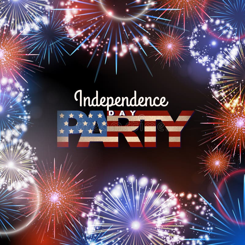 Independence Day Party Poster with Holiday Firework Stock Vector ...