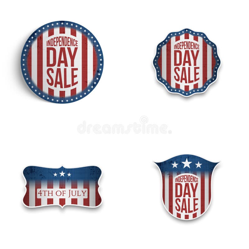 Independence Day Patriotic Emblems and Shields Set Stock Vector ...
