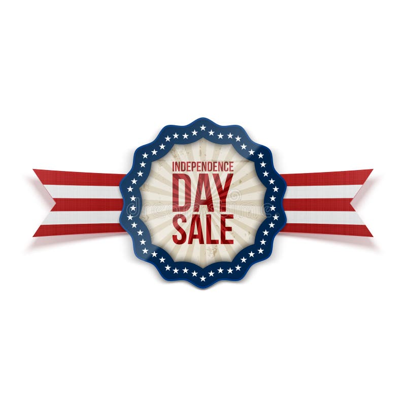Independence Day Sale Emblem with Ribbon Stock Vector - Illustration of ...