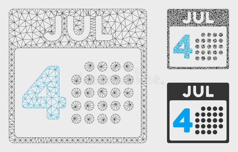 Independence Day Vector Mesh Wire Frame Model and Triangle Mosaic Icon ...