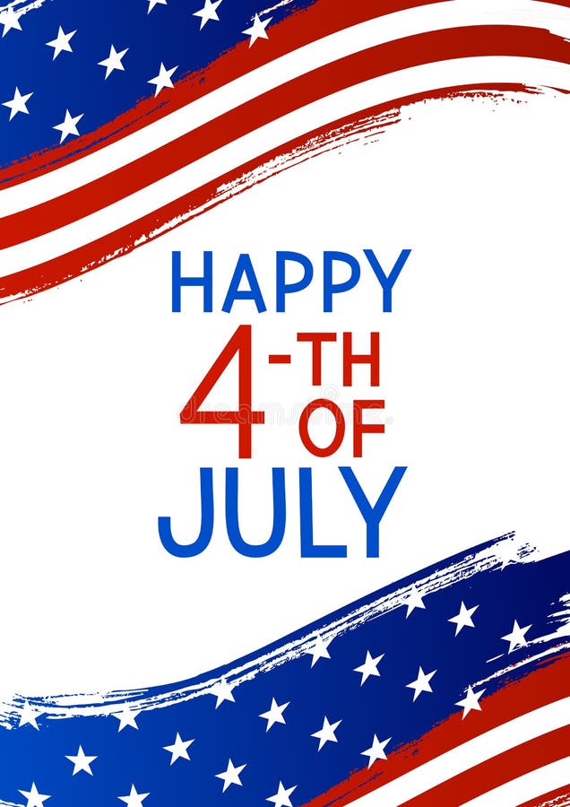 Independence Day Vertical Banner with American Flag Sketch on White ...