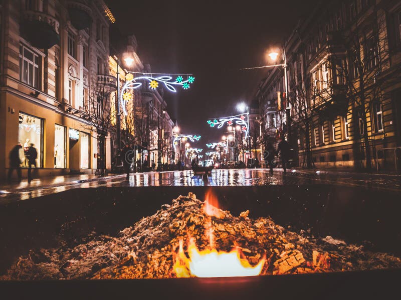 Independence Fire in Vilnius Stock Image - Image of reflection ...