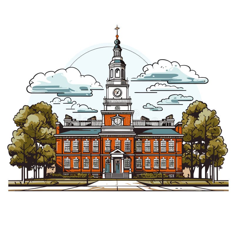 Drawing Independence Hall Stock Illustrations – 81 Drawing Independence ...