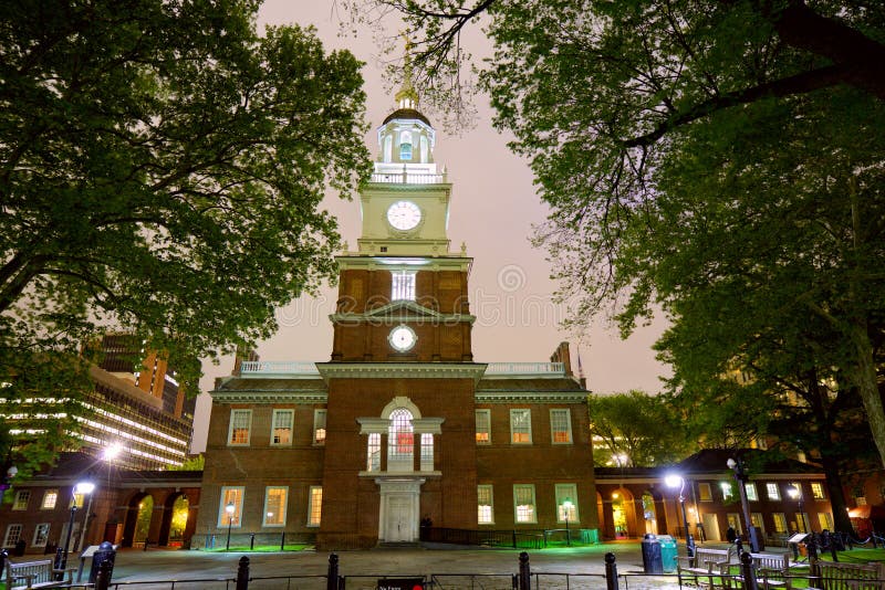 Independence Hall at Night stock image. Image of park - 62853843