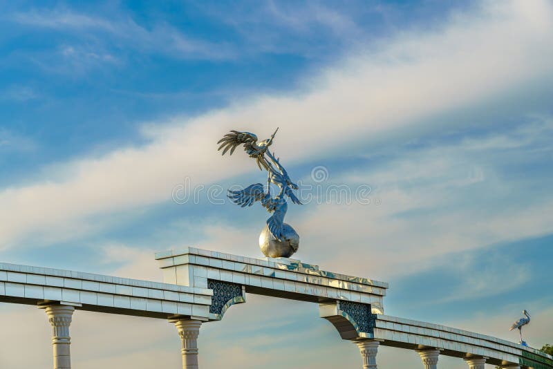 Independence Memorial at Independence Square in Tashkent Illuminated at ...