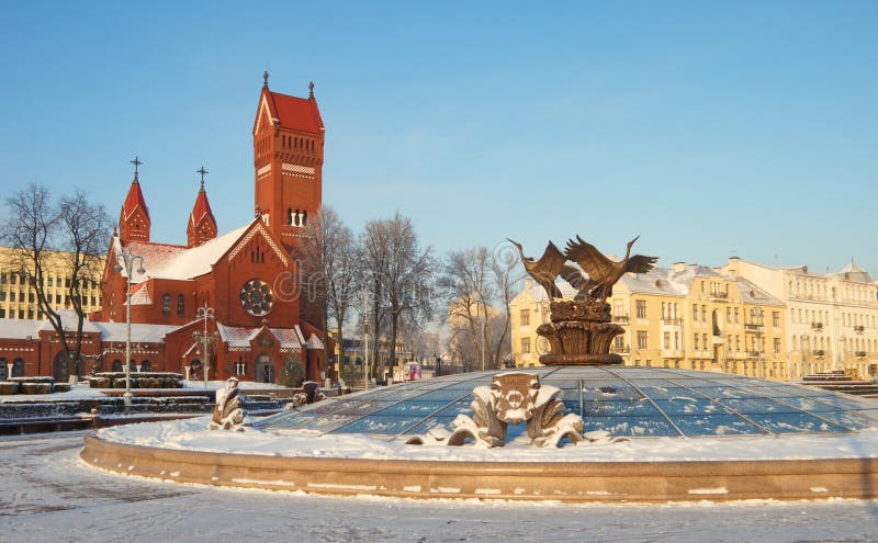 Independence Square in Minsk Stock Image - Image of church, belarus ...