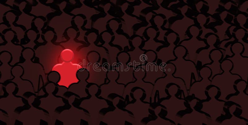 Independent Man Rising from the Crowd Concept Illustration. 3d People ...