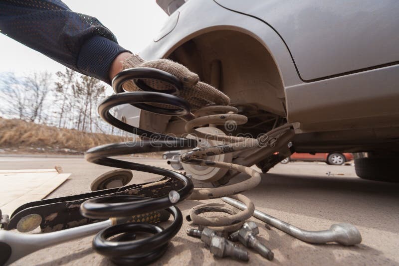 Independent Replacement of a Spring in the Car Stock Photo - Image of ...