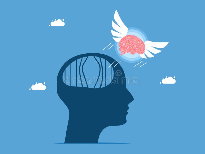 Independent Thinking. Brain Escape from Brain Prison Stock Vector ...